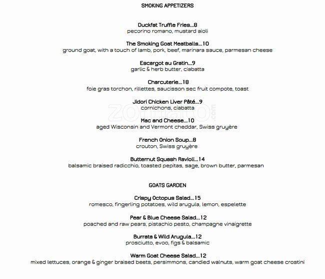 The Smoking Goat Menu, Menu untuk The Smoking Goat, North Park, San ...