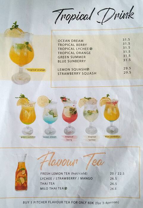Menu at The Teras Dara restaurant, Bogor