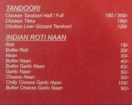 Menu at Mahalaxmi Fast Food, Margao