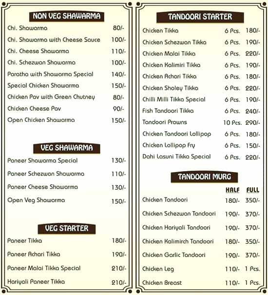 Menu of Meat Station, Carter Road, Bandra West, Mumbai