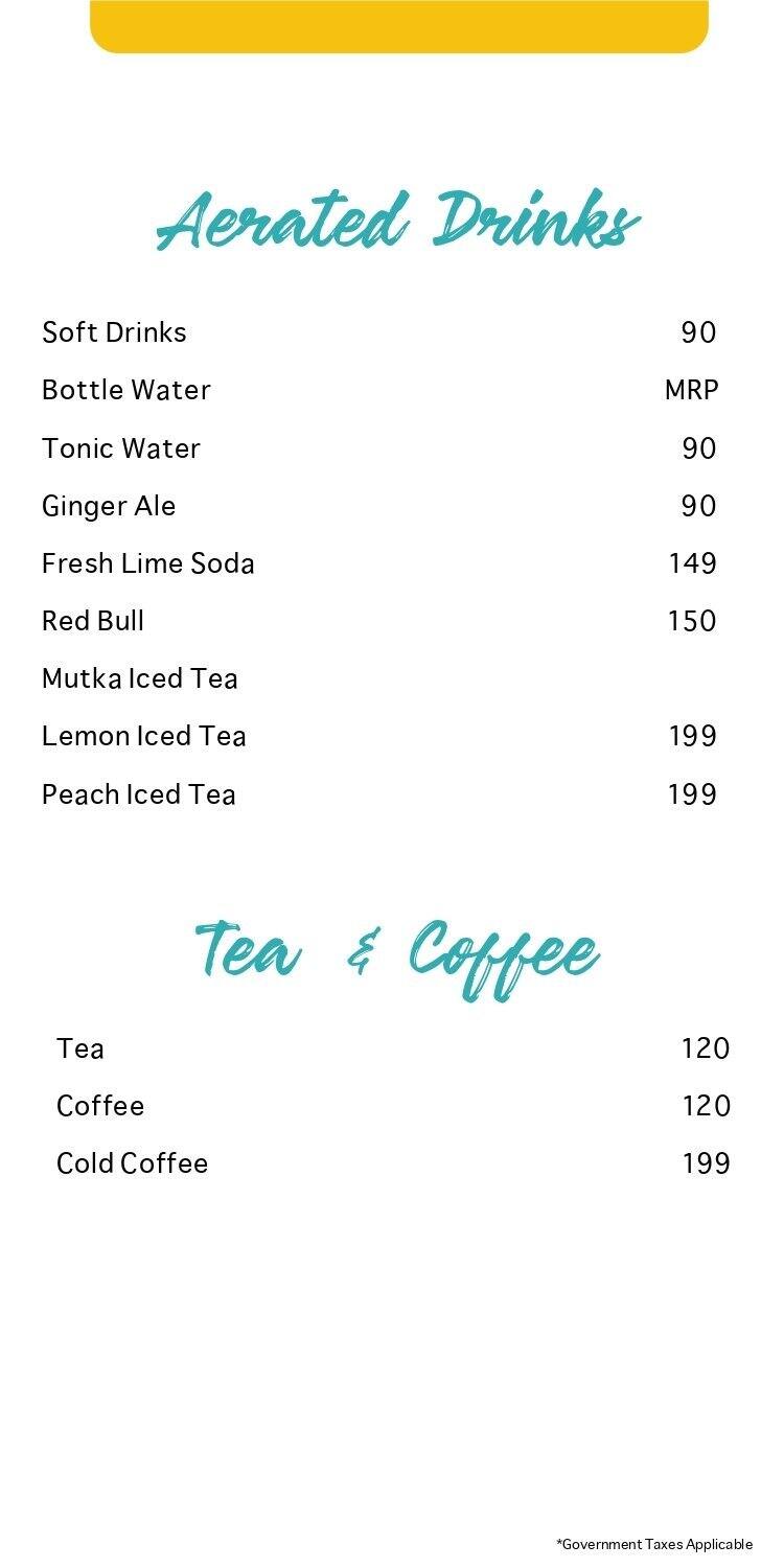 Menu of Urban Deck, Civil Lines, Agra