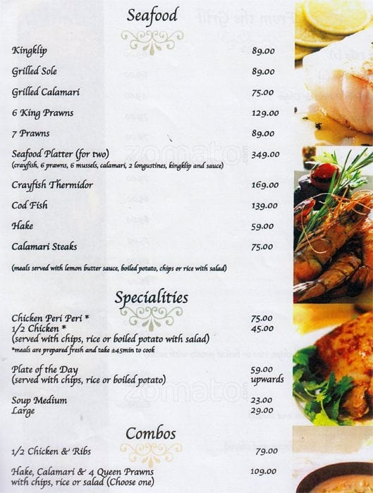 Menu at Madeira Bar, Johannesburg, 1b Short St