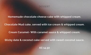 Menu at Celsius Gastrobar, Auckland