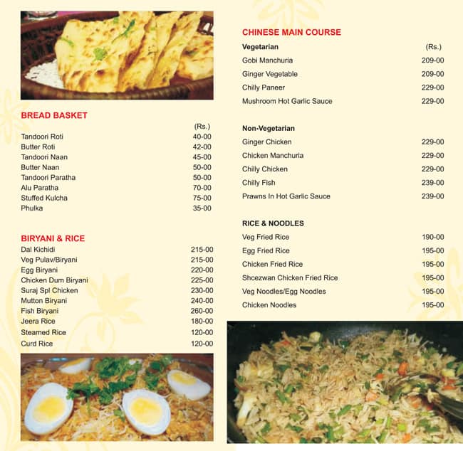 Menu at Suraj Garden Restaurant Bar, Hyderabad, Surya Enclave