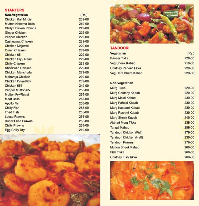 Menu at Suraj Garden Restaurant Bar, Hyderabad, Surya Enclave