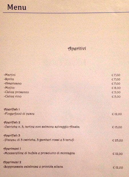 Menu da RIPA 12 RISTORANTE, Roma, via san francesco a ripa 12