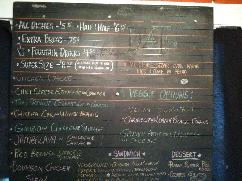 Menu at Dats restaurant, Bloomington