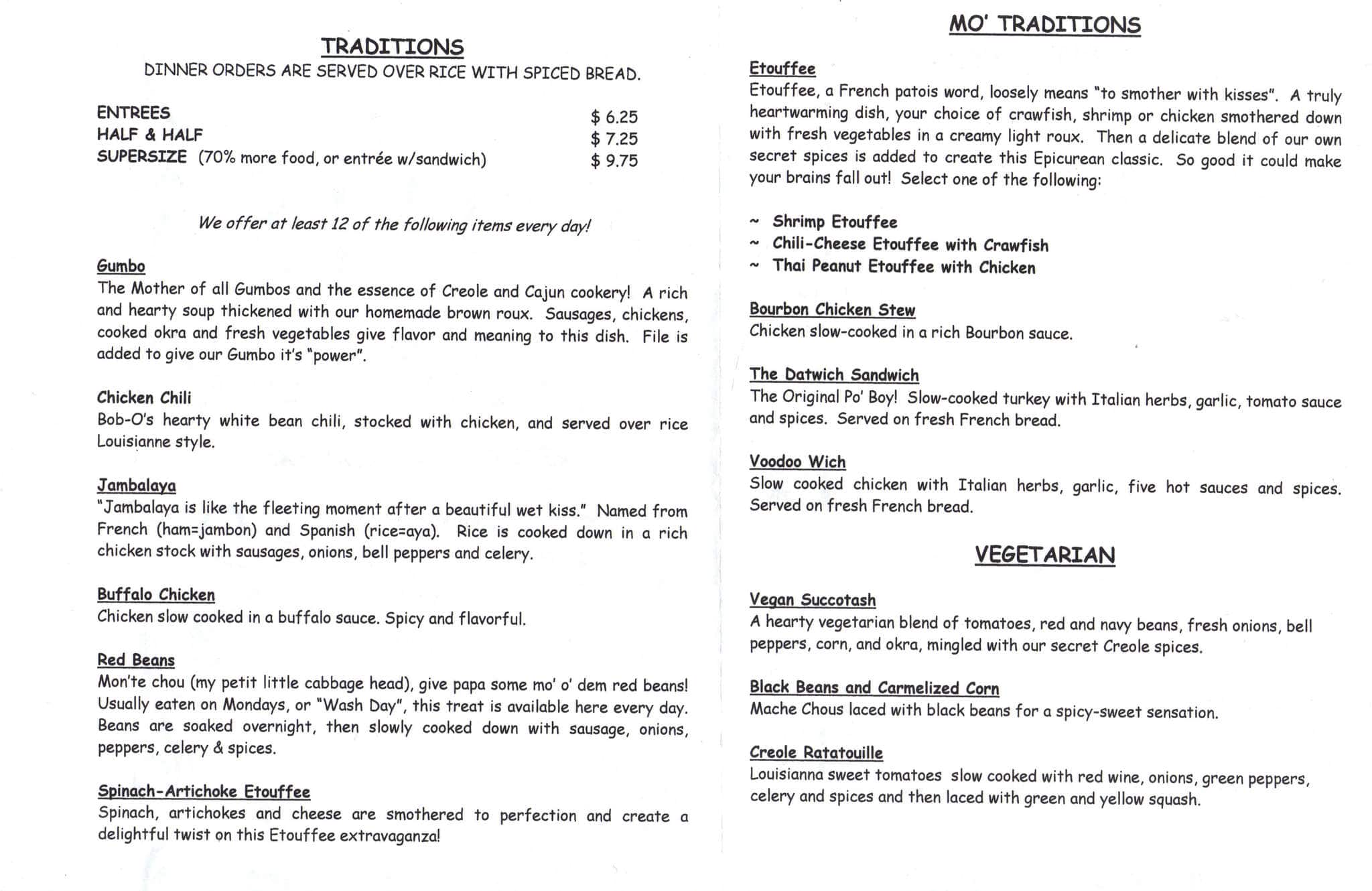 Menu at Dats restaurant, Bloomington