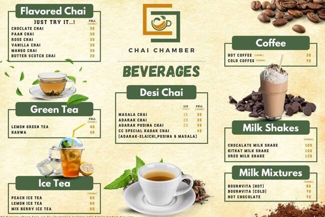 Menu of Chai Chamber, Ambavadi, Ahmedabad