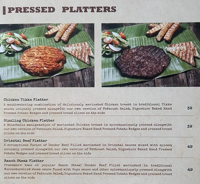 Menu at Pressman's Pressed Sandwich - DSO restaurant, Dubai, Headquarter 1
