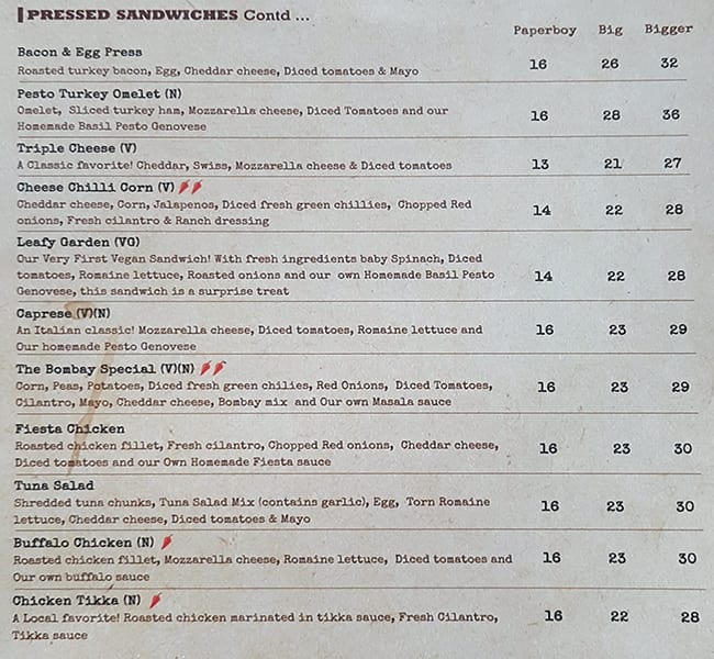 Menu at Pressman's Pressed Sandwich - DSO restaurant, Dubai, Headquarter 1