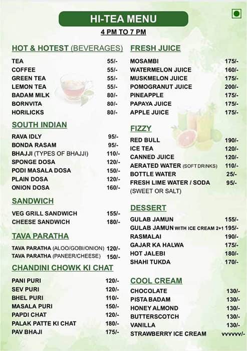 Menu of Sattva - Pure Vegeterian Restaurant, Majestic, Bangalore