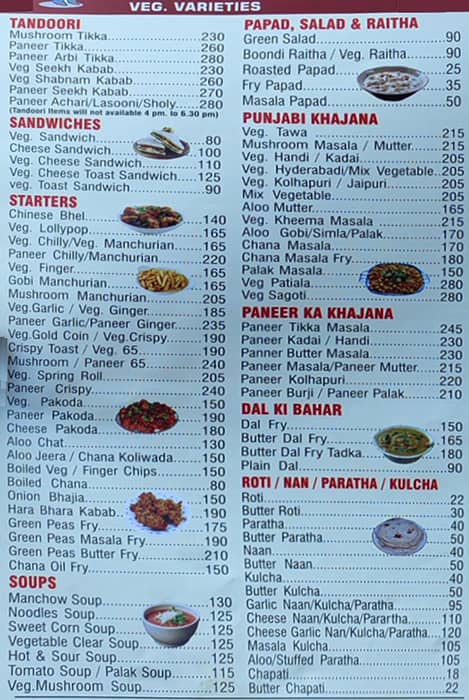 Menu at Vijay Palace, Mumbai, Near Shastri Nagar Ground 559/562 Vijay ...