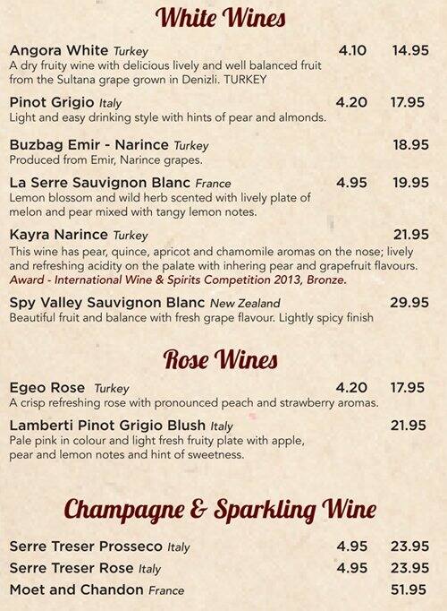 Menu at Kervan Sofrasi Restaurant, London, 171 Hertford Rd