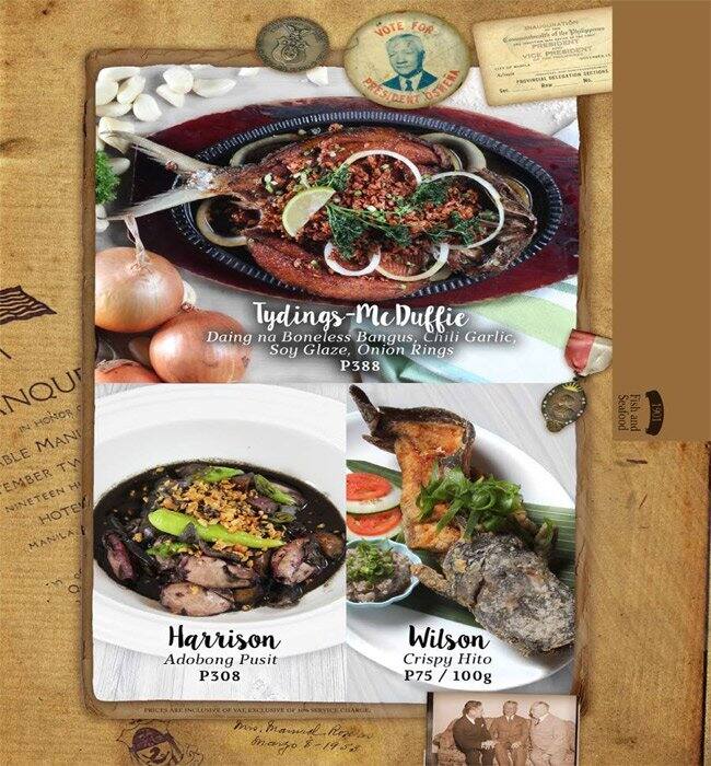 Menu at Dekada, Historic Filipino Cuisine restaurant, Makati