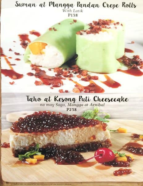 Menu at Dekada, Quezon City, Upper Ground Floor
