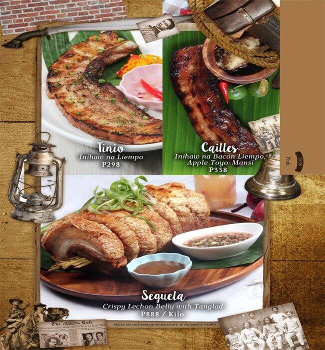 Menu at Dekada, Historic Filipino Cuisine restaurant, Makati