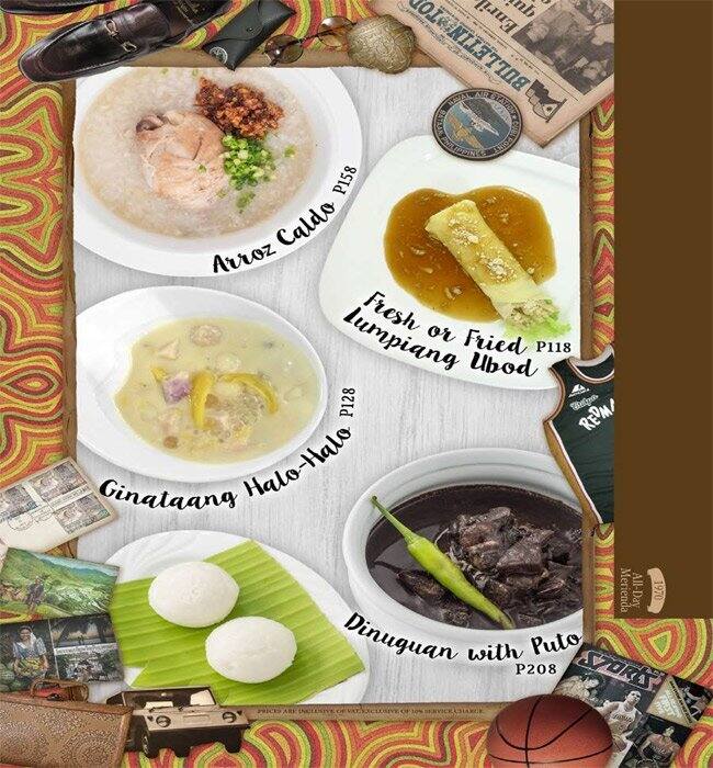 Menu at Dekada, Historic Filipino Cuisine restaurant, Makati