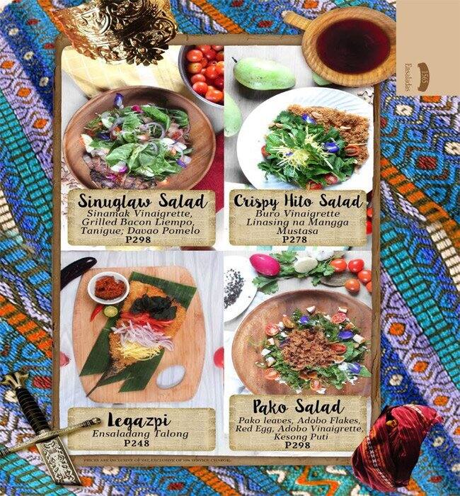 Menu at Dekada, Historic Filipino Cuisine restaurant, Makati