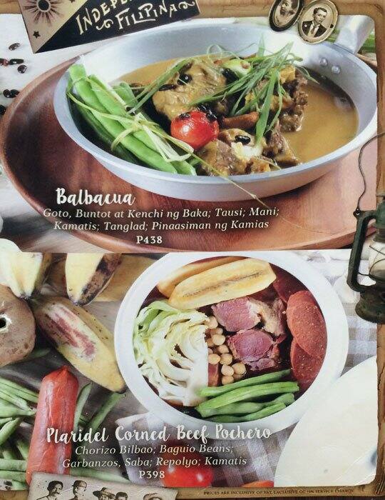 Menu at Dekada, Quezon City, Upper Ground Floor