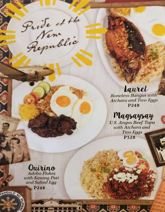 Menu at Dekada, Quezon City, Upper Ground Floor