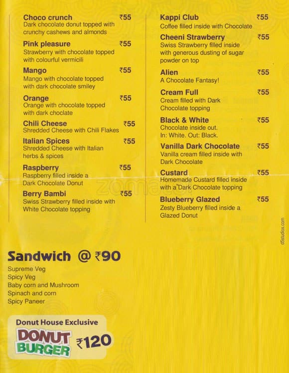 Menu at Donut Factory, Chennai, Phoenix Market City