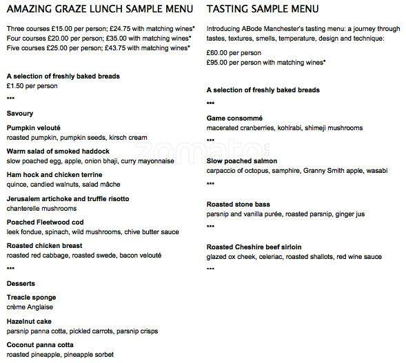 Michael Caine's Restaurant - ABode Hotel Menu - Zomato UK