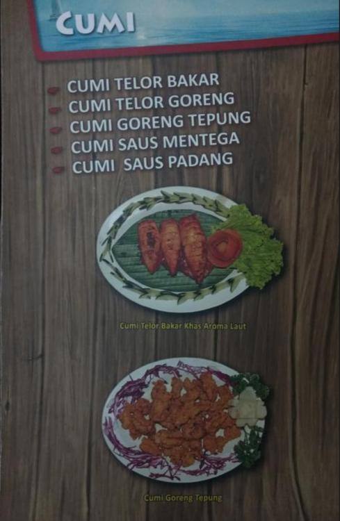 Menu at Pondok Aroma Laut restaurant, Central Jakarta