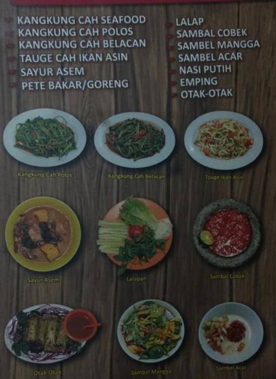 Menu at Pondok Aroma Laut restaurant, Central Jakarta