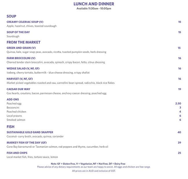 Menu at Cafe, Perth, 99 Adelaide Terrace