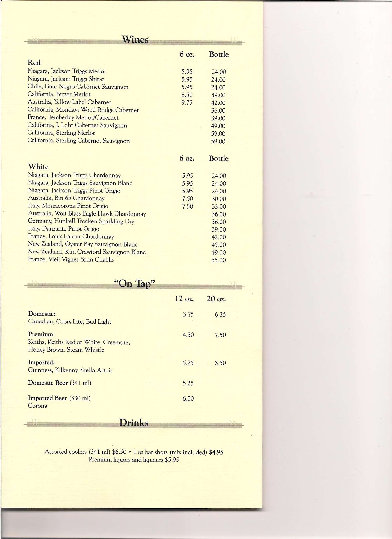 Menu at Wellington's Pub & Grill, Parry Sound