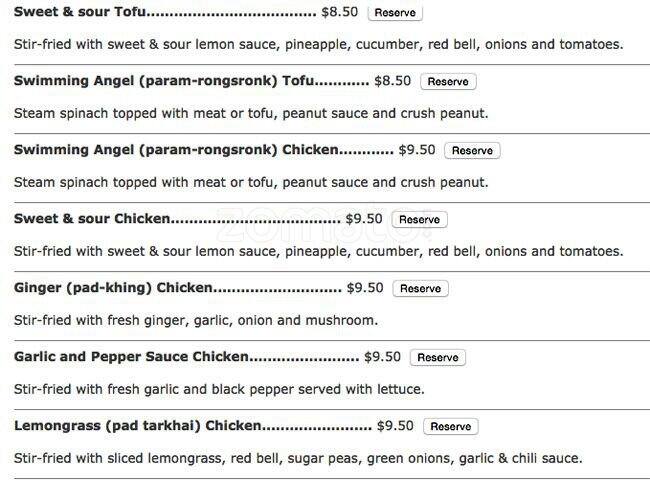 Menu at Thai Osha restaurant, Pleasant Hill