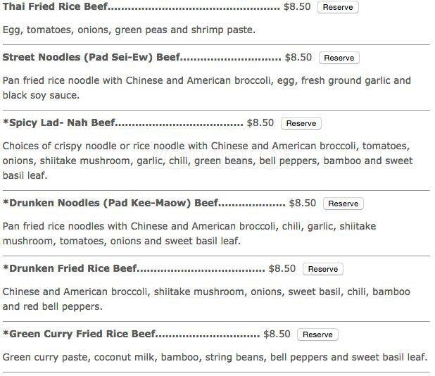 Menu at Thai Osha restaurant, Pleasant Hill