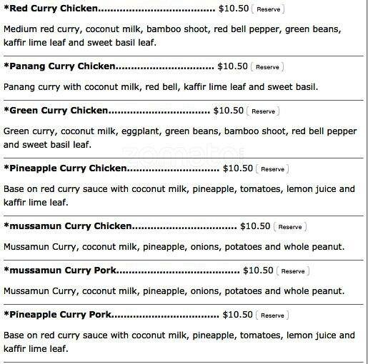 Menu at Thai Osha restaurant, Pleasant Hill