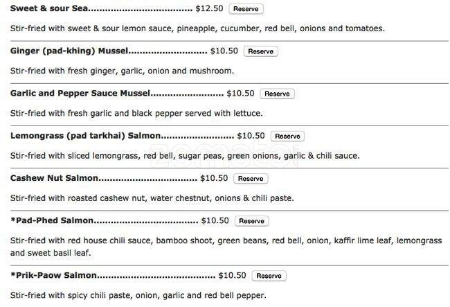 Menu at Thai Osha restaurant, Pleasant Hill