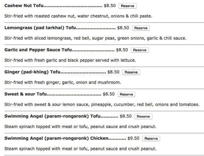 Menu at Thai Osha restaurant, Pleasant Hill