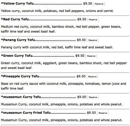 Menu at Thai Osha restaurant, Pleasant Hill