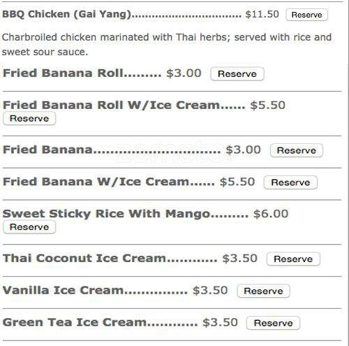 Menu at Thai Osha restaurant, Pleasant Hill