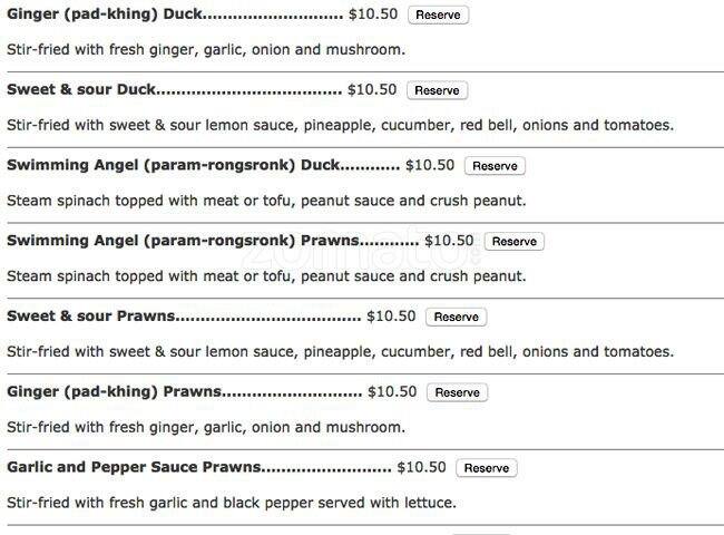 Menu at Thai Osha restaurant, Pleasant Hill