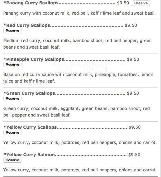 Menu at Thai Osha restaurant, Pleasant Hill