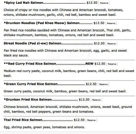 Menu at Thai Osha restaurant, Pleasant Hill