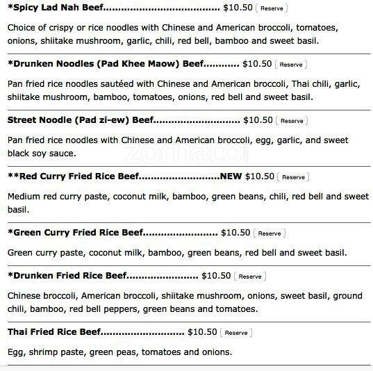 Menu at Thai Osha restaurant, Pleasant Hill