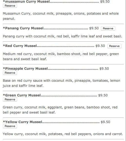 Menu at Thai Osha restaurant, Pleasant Hill