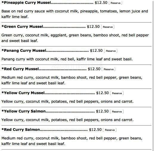 Menu at Thai Osha restaurant, Pleasant Hill