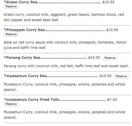Menu at Thai Osha restaurant, Pleasant Hill