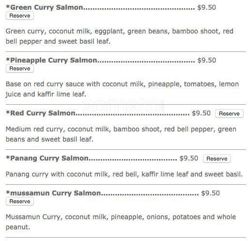 Menu at Thai Osha restaurant, Pleasant Hill