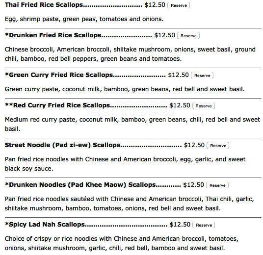 Menu at Thai Osha restaurant, Pleasant Hill