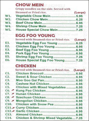 Menu at Uncle Wing Chinese Restaurant, Garland