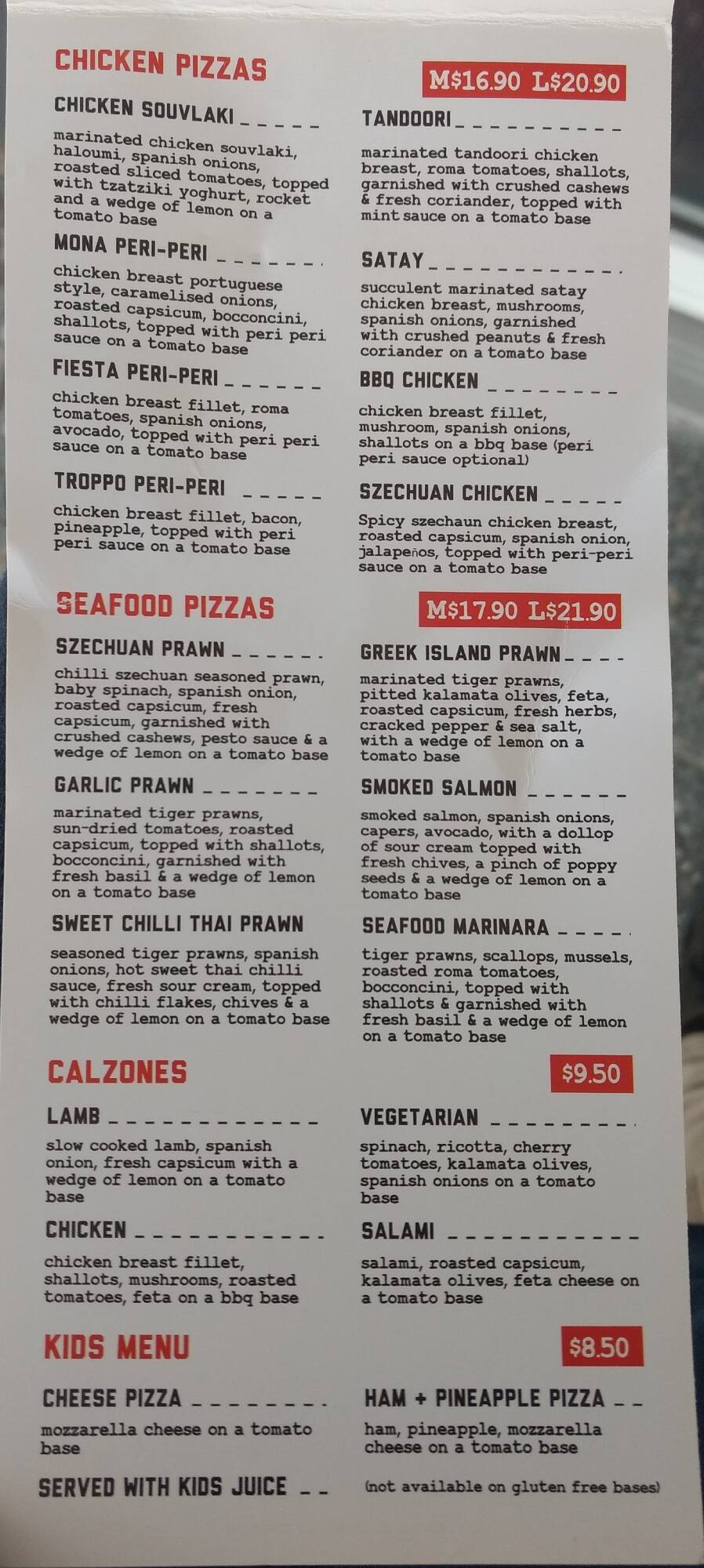 Menu at Supreme Gourmet Pizza Bar, North Strathfield