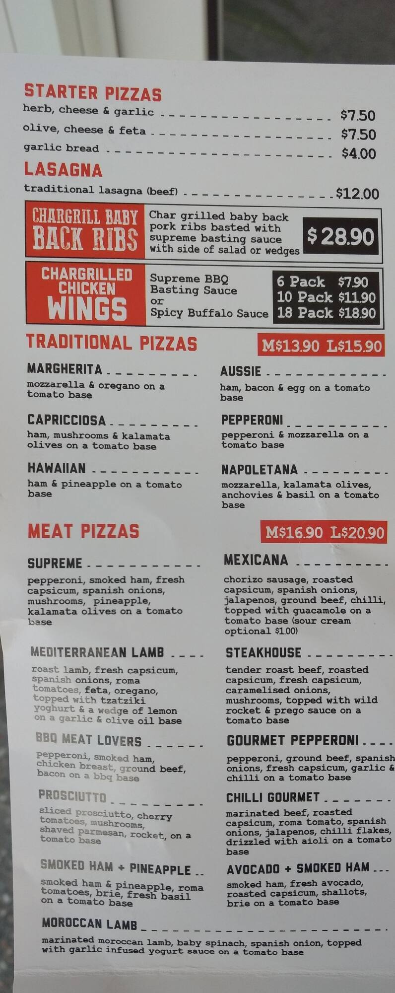 Menu at Supreme Gourmet Pizza Bar, North Strathfield